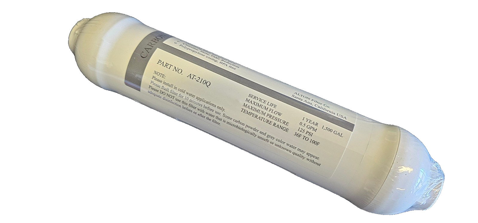 5th stage inline carbon filter Quick Connect for 1/4" tubing – Alton Filter